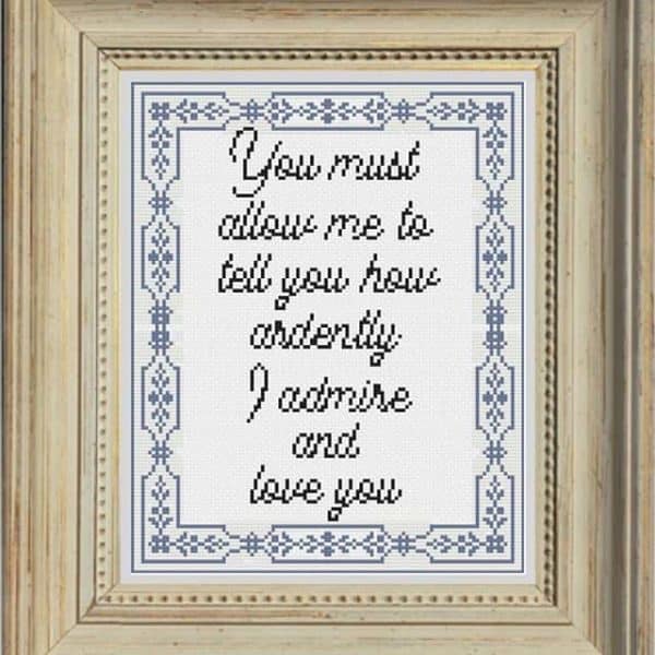 A Pride and Prejudice cross stitch pattern for free! | Bella Breen